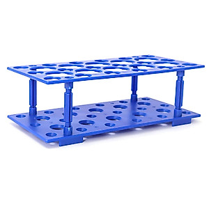 QWORK Centrifuge Tube Holder Set - Plastic Test Tube Rack (2 Pack) in Blue and Orange, Accommodates 10ml, 15ml, and 50ml Tubes, Detachable Stand