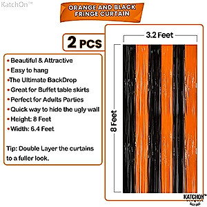 KatchOn, XtraLarge, Black and Orange Foil Fringe - 8x6.4 Feet, Pack of 2 | Graduation Decorations Class of 2023 Orange and Black | Orange and Black Graduation Decorations | March Madness Decorations