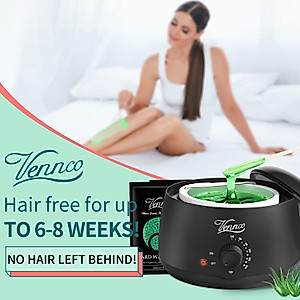 Vennco Waxing Kit, Wax Warmer Kit for Coarse Hair Removal, Hard Wax Kit with 14oz Wax Beads for Bikini Brazilian Legs Armpit Face Full Body for Women Man