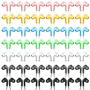 50 Pack Bulk Earbud Headphones with Mic Assorted Colors Student in Ear Earbuds Classroom Wired Ear Buds with 3.5mm Headphone Plug for Kids Adults School Library Museum Travel Plane Tablet (Novel)