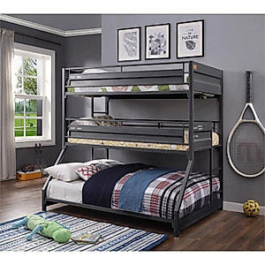 Acme Furniture Twin Over Full Container Design Metal Triple Bunk Bed, Gunmetal Finish
