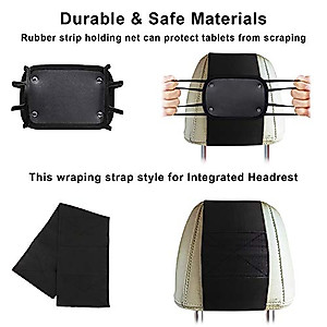 FANGOR Car Headrest Mount Holder, Tablet Holder for Kids in Back Seats, Anti-Slip Strap and Holding Net,Angle-Adjustable/Fits All 7 Inch to 12.9 Inch Tablets