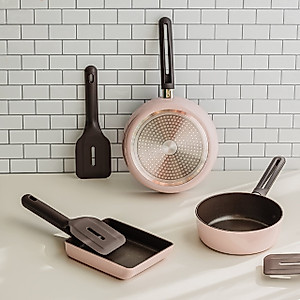 Dr.HOWS Neo Nonstick Coating Saute Pan 9.5 inch Rose Pink Color - Round Frying Pan with Rubber-Coated Handle - Pot For Induction, Ceramic, Electric, Halogen