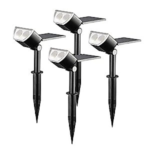 Linkind Solar Spot Lights Outdoor, 6500K Daylight Solar Outdoor Lights, IP67 Waterproof Adjustable Solar Panel Solar Spotlights, Solar Landscape Garden Light for Yard Patio Trees, 4 Pack