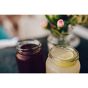 JARMING COLLECTIONS Reusable Smoothie Cups, Multi-Use Glass Bottles w/Lids & Straws, Reusable Iced Coffee Cups, Juice Bottles with BPA-Free Lids, Slushie Cup, Tea Cup, 16-oz