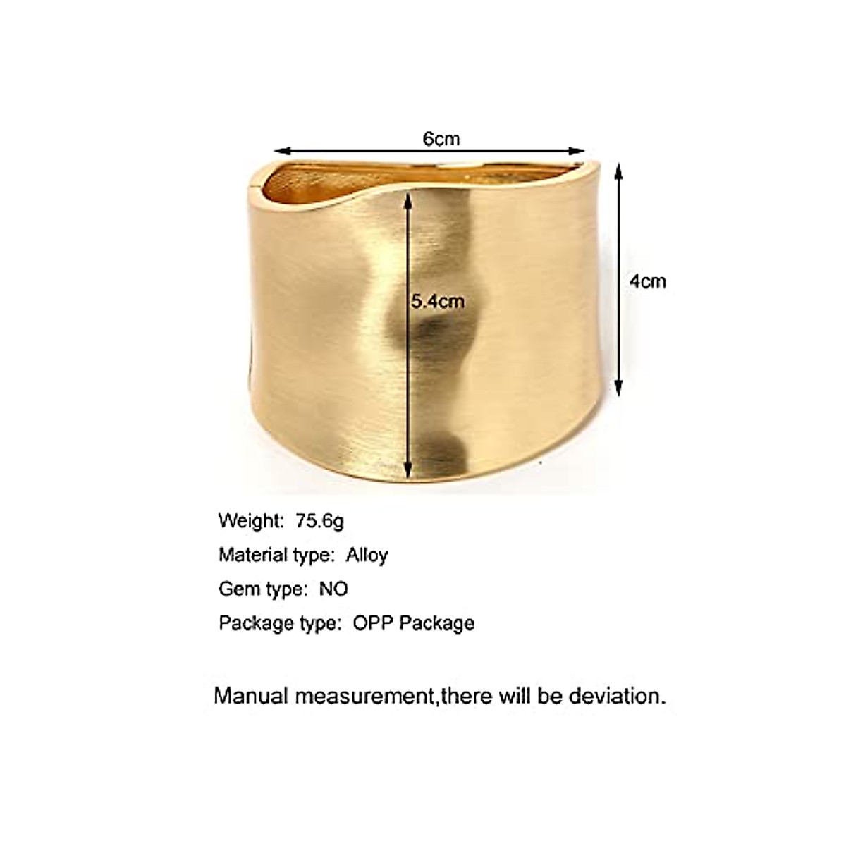 Gold Tone Wide-Edge Smooth Opening Bangle Bracelet Minimalist Polished Frosted Irregular Twist Grooved Cuff Bracelet Gothic Style Chunky Statement Fashion Jewelry for Women Men-A gold 1