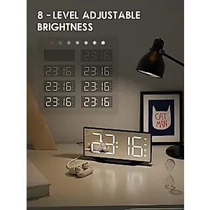 OnLyee Dual Extra Loud Alarm Clock for Heavy Sleepers, Vibrating Alarm Clock with Bed Shaker, 8.7" Large LED Mirror Display, USB Charger, Dimmer, Snooze & Battery Backup