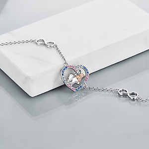 AOBOCO Daughters Bracelet Christams Gifts from Dad Sterling Silver Father Daughter Jewelry