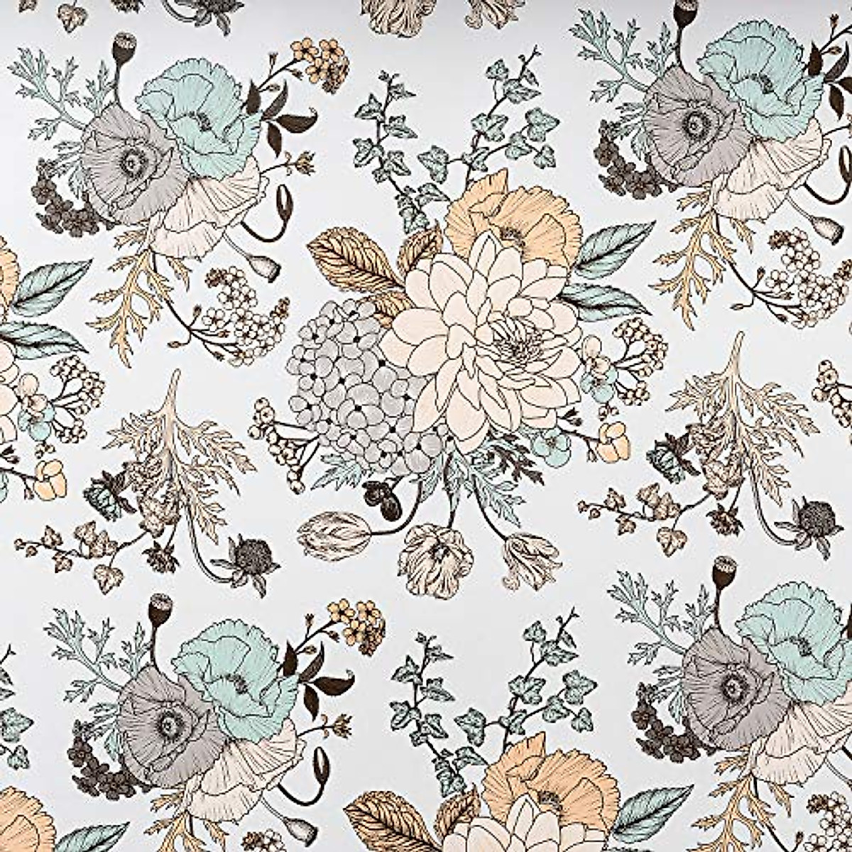 WRAPAHOLIC Wrapping Paper Roll - The Vintage Floral Printed on White Pearlized Paper,Perfect for Wedding, Birthday, Holiday, Baby Shower Wrap - 30 inch x 33 feet