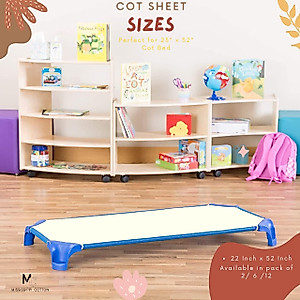 Pack of 12 Cot Sheet for Daycare Preschool Cot Bed -Polyblend Fabric with Corner Elastic Cots Sheets Fits On 22" X 52" Inches Size Toddler and Preschool Daycare Cot Ivory 22 X 52 Size