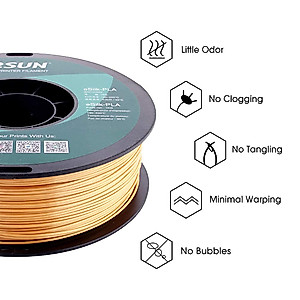 eSUN Silk PLA 3D Printer Filament, Dimensional Accuracy +/- 0.03 mm, 1 kg Spool, 1.75 mm, Gold