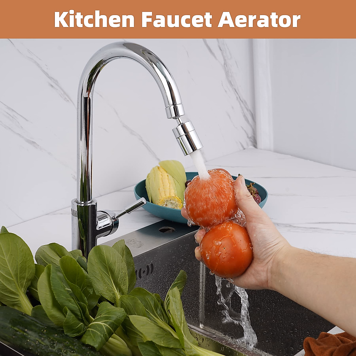 360 Degree Swivel Sink Faucet Aerator, Big Angle High Pressure Large Flow Aerator Dual Function Kitchen Faucet Aerator,55/64 Inch Female Thread Polished Chrome