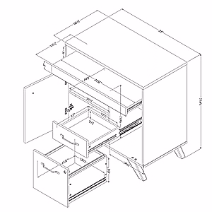 South Shore Flam Multi-Function Secretary Desk, Nordik Oak