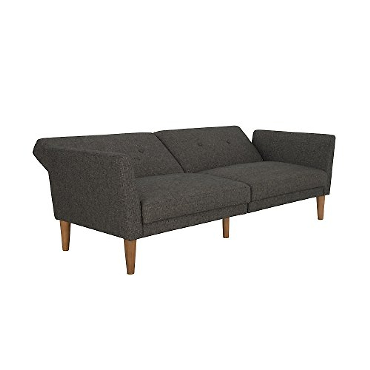 Novogratz Regal Futon with Tufted Linen Upholstery, Grey