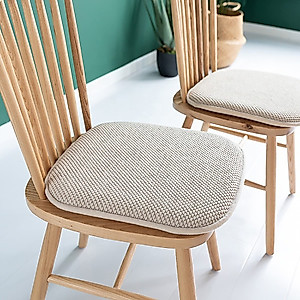 Chair Cushions for Dining Chairs 6 Pack, Office Chairs Cushions for Sofa Dining Room Decor, Car Seat Driver, Memory Foam Pads with Ties Slip Non-Skid Rubber Back Rounded Square 16" x 16" (Beige)