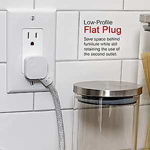 GE 3-Outlet Power Strip Extension Cord with Multiple Outlets 6 Inch Braided Short Cord Extension Cord Grounded Flat Plug Extension Cord UL Listed White 45190