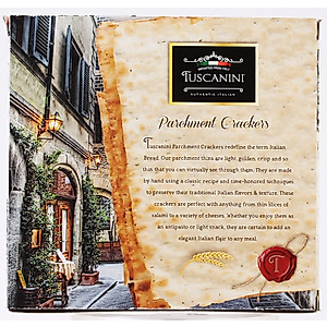 Tuscanini Parchment Crackers, Olive Oil 3.5oz (2 Pack) Paper Thin & Crisp Italian Crackers Seasoned with Olive oil and Salt, Certified Kosher