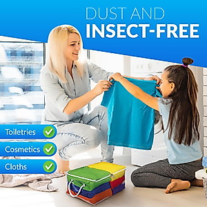 Violet Linen Clear Organization Vinyl Storage, 100% Vinyl, Heavy Duty, Dust-proof, Clear , 12" x 16" x 8" Sweater Chest, Space Saver Storage Bags, Set of 2 Medium Chests