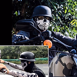 German Style Motorcycle Half Helmet, Retro Half Face Helmet for Adult Men Women DOT Approved (M)