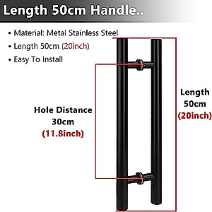 Sliding Barn Door Handle 50/60/ 80/120/ 150 cm Shower Door Handle Replacement, Modern Black Front Door Handles/Satin Nickel Push Pull Handle Bar, Double Sided, Barn Sliding Door ( Size : Length 50cm(2