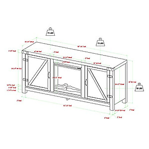Walker Edison Georgetown Modern Farmhouse Double Barn Door Fireplace TV Stand for TVs up to 65 Inches, 58 Inch, White Oak