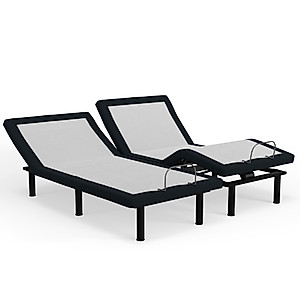 Blissful Nights e3 Split King Adjustable Bed Base Frame with Wireless Remote, Head and Foot Incline with Both Left and Right Sides, Easy Assembly, and 10 Year Warranty