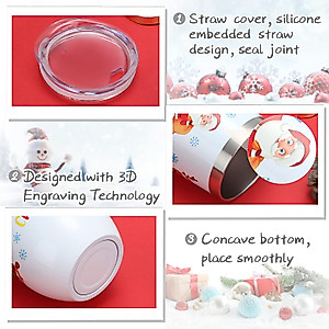 4 Pack Christmas Wine Tumbler 12 oz Stainless Steel Wine Glass Merry Christmas Gift Santa Elk Coffee Mug Holiday Gift for Friends Bff Mom Wife Daughter Coworker Xmas Party Favor Supplies