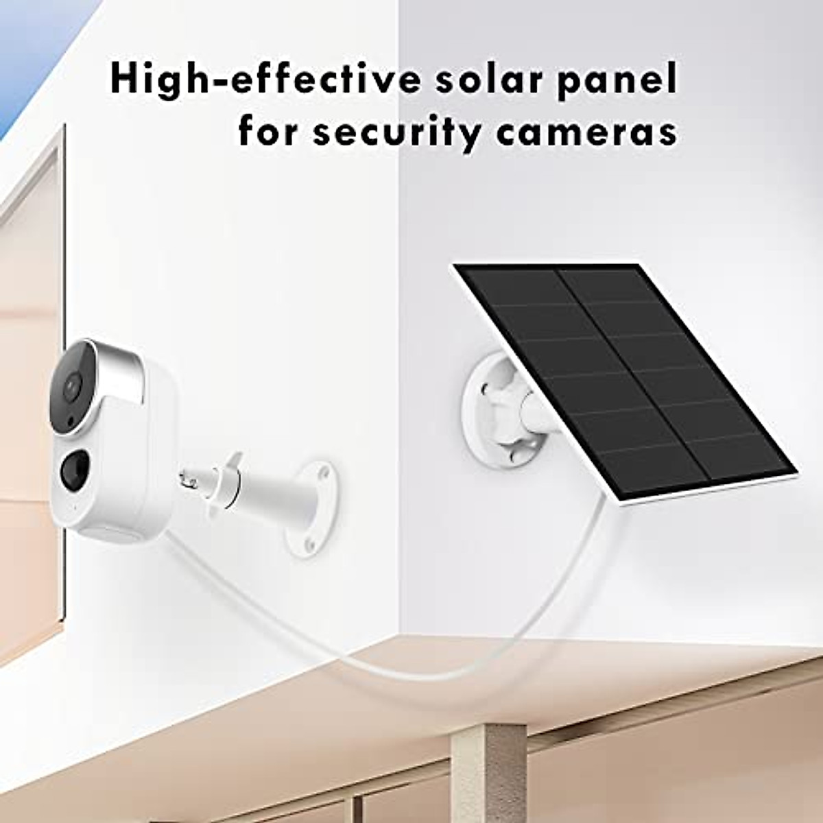 5W Solar Panel for Rechargeable Battery Security Camera, Outdoor IP65 Waterproof Solar Power Supply for Wireless Surveillance Camera, Micro USB Solar Panel, 360° Adjustable Wall Mounting Bracket