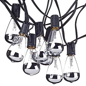 Bristol 10-Light 10ft Indoor/Outdoor Plug-in String Light, Black Cord, M/F Plugs, Designer Silver Tipped Vintage Edison Bulbs Included,12882