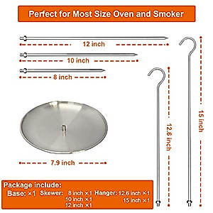 Upgraded Vertical Skewer Al Pastor Skewer, BBQ Poultry Turkey Hanger Chicken Rack Shawerma Brazilian Skewer Hack Stand for Grill Meat Spit Stainless Steel (with 1 Base,3 Skewers and 2 Chicken Hangers)