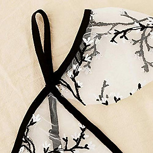 Garter Lingerie, Lace Bodysuit for Women Strappy Lingerie Sexy Lengerie Sex Ladies Underwear Embroidery Bra Underwear Small Floral Underwear Black Lingerie Bodysuit Adullt Toys / (XXL, White)