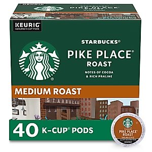 Starbucks Medium Roast K-Cup Coffee Pods — Pike Place for Keurig Brewers — 1 box (40 pods)