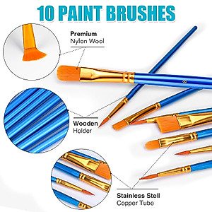 ESRICH 26PCS Acrylic Paint Set with 12Colors Acrylic Paints (12ml, 0.4 oz), 10 Paint Brushes, 2Canvas, 1 Wood Easel, 1 Plate, Painting Supplies Kits for Kids, Adults, Artists and Beginners