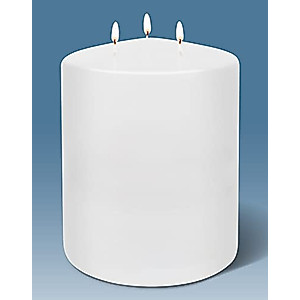 HYOOLA White Three Wick Large Candle - 6 x 8 Inch - Unscented Big Pillar Candles - 188 Hour - European Made