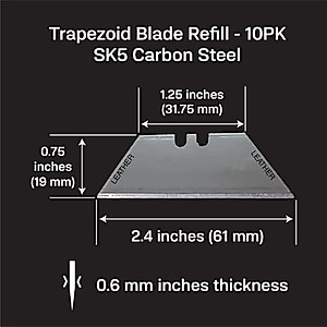 Blade ID - SK5 Carbon Steel Utility Knife Blade Refill Pack - Precision Laser Marked & Labeled for Specific Material Use or Location (LEATHER / 10PK)