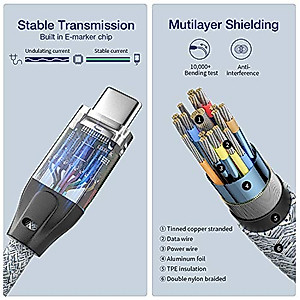 ULT-WIIQ 240W USB C to USB C Cable Fast Charging PD 3.1 & USB C Data Cable 10Gbps Data Transfer, Nylon Braided USB Type C Cable for iPhone 15 Pro, MacBook Pro/Air, Samsung Galaxy 9.9FT