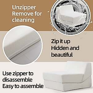 hyrfurn 3-in-1 Folding Sofa Bed with Memory Foam, Foldable Couch Bed for Living Room, Floor Couch Bed for Bedroom,White