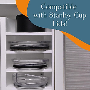 Lid Organizer Compatible With Stanley Cup Lids | 5 Lid Organizer for Cabinets or Kitchen Counter | Includes Straws Storage | Made in USA (White)