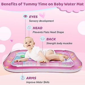 Inflatable Tummy Time Mat, Baby Girl Toys for 3 6 9 Months Infant Sensory Development, Tummy Time Toys for Baby Girl Gifts, Great Gift Idea for Newborns