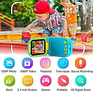 AILEHO Kids Camera for Boys Camera-Kids Video Camera-Kids Digital Camera-Kids Camcorder-Children Digital Camera Toddler Camera 12M 1080P Kids Video Recorder for Birthday Gift and Christmas Toy Blue