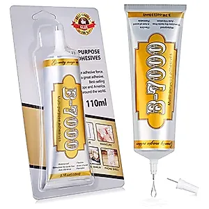 B7000 Rhinestone Glue Clear, B-7000 Glue 3.7 fl oz Upgrade Multi-Function Adhesive Super Glue with Cap & Precision Tip for Jewelry Repair, Small Hobby Models, Metal Stone Crafts, Fabric, Shoes(110ML)