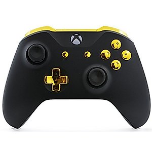 MODDEDZONE Custom Wireless UNMODDED Controller for Xbox One S/X and PC with Exclusive and Unique Designs - The Perfect Gaming Gift for Enthusiasts, Expertly Crafted in the USA - Black/Gold