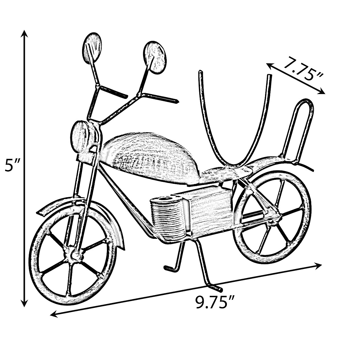 Metal Figurine Motorcycle Shaped Vintage Wine Single Bottle Holder Stand Rack