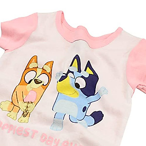 Bluey Girls' 4-Piece Cotton Snug-Fit Pajamas Set, Happy Day, 4T