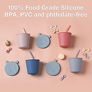 haakaa Jolly Hippo Baby Straw Cup, Food Grade Silicone Baby Training Sippy Cups for Infant 6+ months, BPA Free First Open Cup&Snack Container for Toddlers, 5oz (Bluestone)