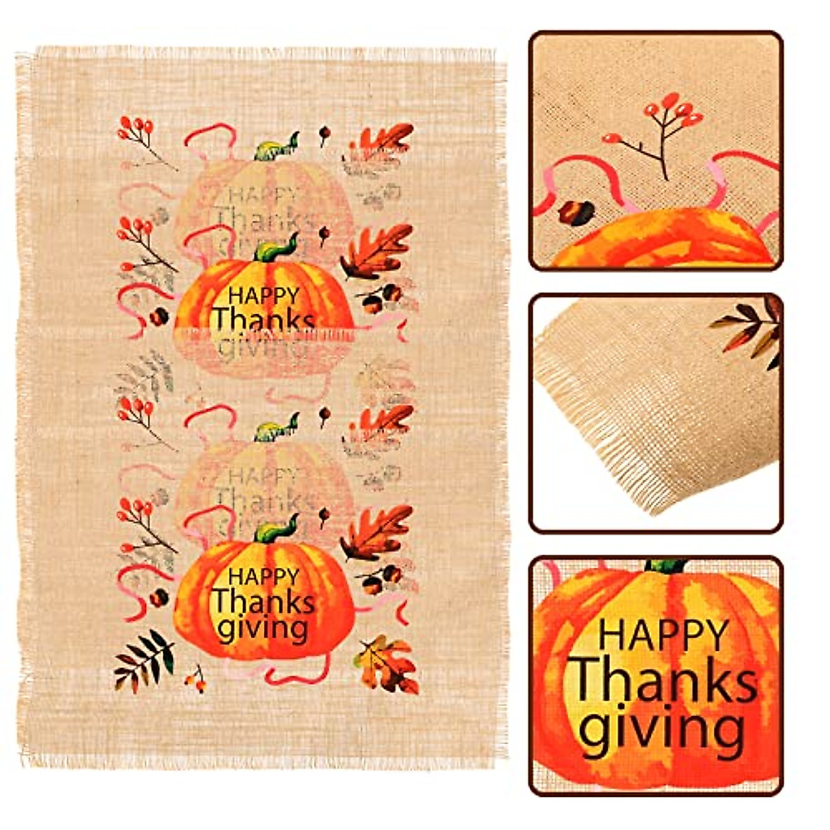 Thanksgiving Table Pad Home Decor 4pcs Thanksgiving Home Dinner Decoration Jute Mats Pumpkin Table Mat Insulation Mats Fall Decor Burlap Placemats