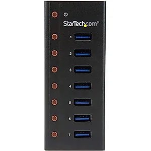 StarTech.com 7 Port USB 3.0 Hub (5 Gbps) - Metal Enclosure - Desktop or Wall Mountable - Rugged & industrial Powered USB Expander and Splitter Hub (ST7300U3M)