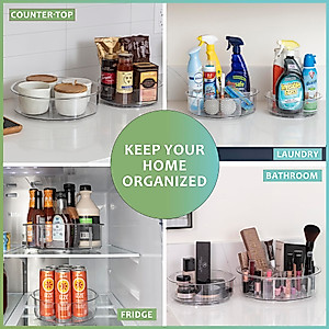 Clear Lazy Susan Organizer 12" & 9" Set - Lazy Susan for Refrigerator, Turntable for Cabinet with Removable Dividers, 12 Inch Pantry Lazy Susan, Plastic Turntable Organizer Solution - by Soveressence
