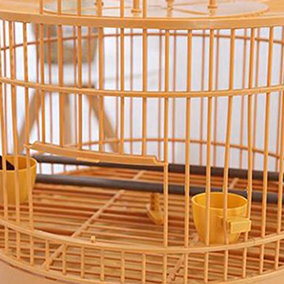 Round Bird Cage, Plastic Bird House Carrier, Vintage Style Hanging Bird Cage with 2 Feeding Cups for Small Birds Parrot (30cm in Diameter)