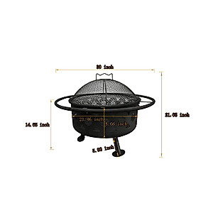 Bettermade 2 in 1 Fire Pit for Outside, 30in Wood Burning Outdoor Firepits with Spark Screen for Camping, Bonfire, Garden, Picnic, Includes Poker & Cooking Grate for Backyard Patio BBQ